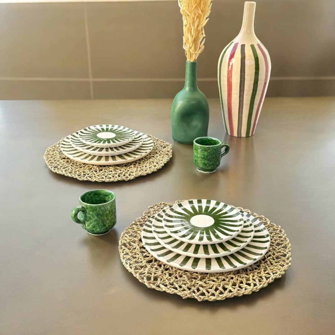 Green Sun Plate Set - Vibrant Dinnerware for Summer Dining ...