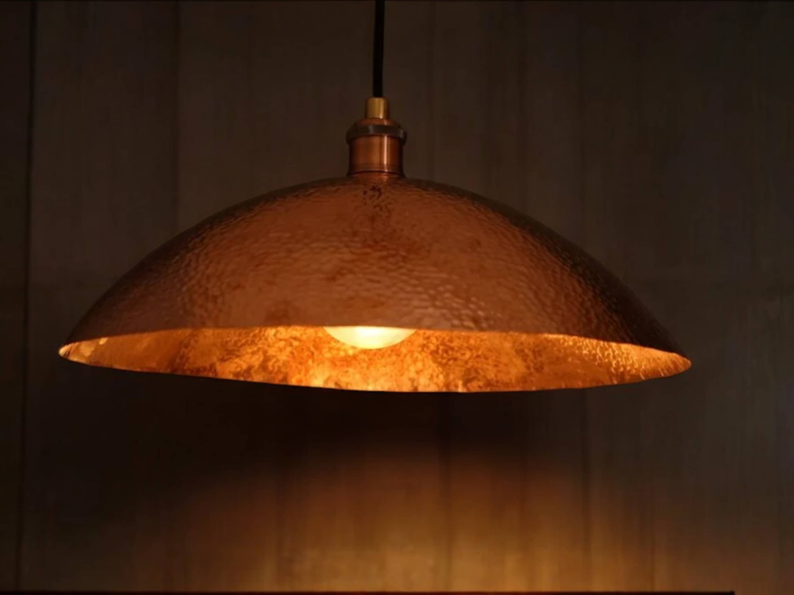 Handcrafted Hammered Solid Copper Dome Pendant Ceiling Light Fixture ...