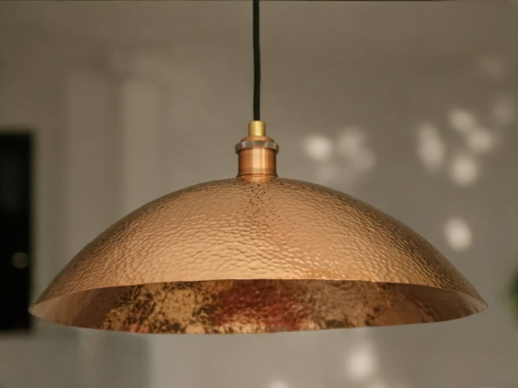 Handcrafted Hammered Solid Copper Dome Pendant Ceiling Light Fixture ...