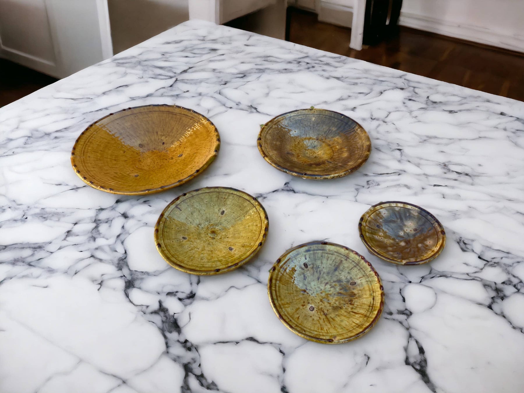 Tamegroute Plates, Handmade Plates, Plate Ochre Glazed Pottery, Pedest ...
