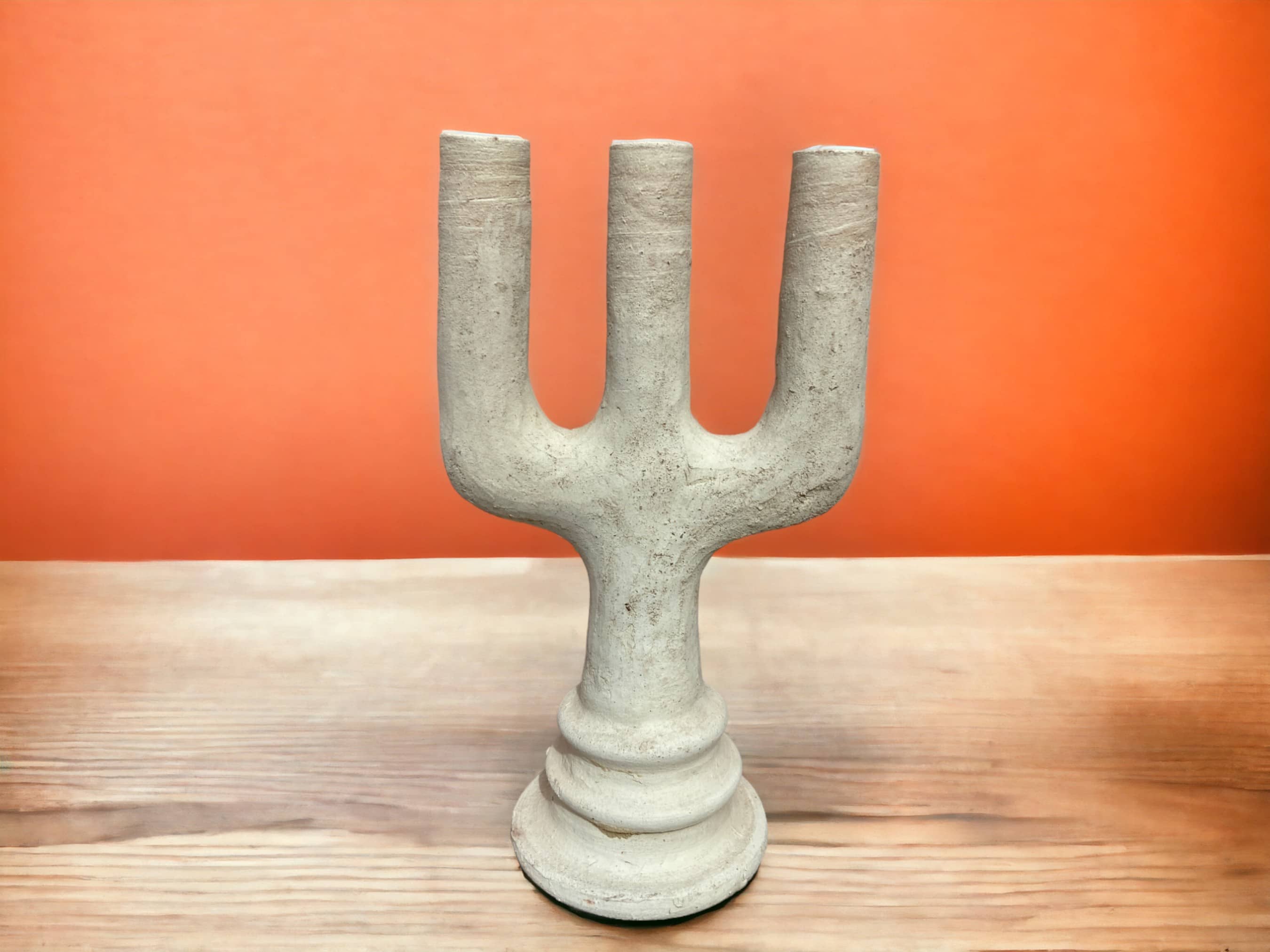 Handcrafted Unglazed Tamegroute Triple Candlestick Holder/Vase - Authe ...