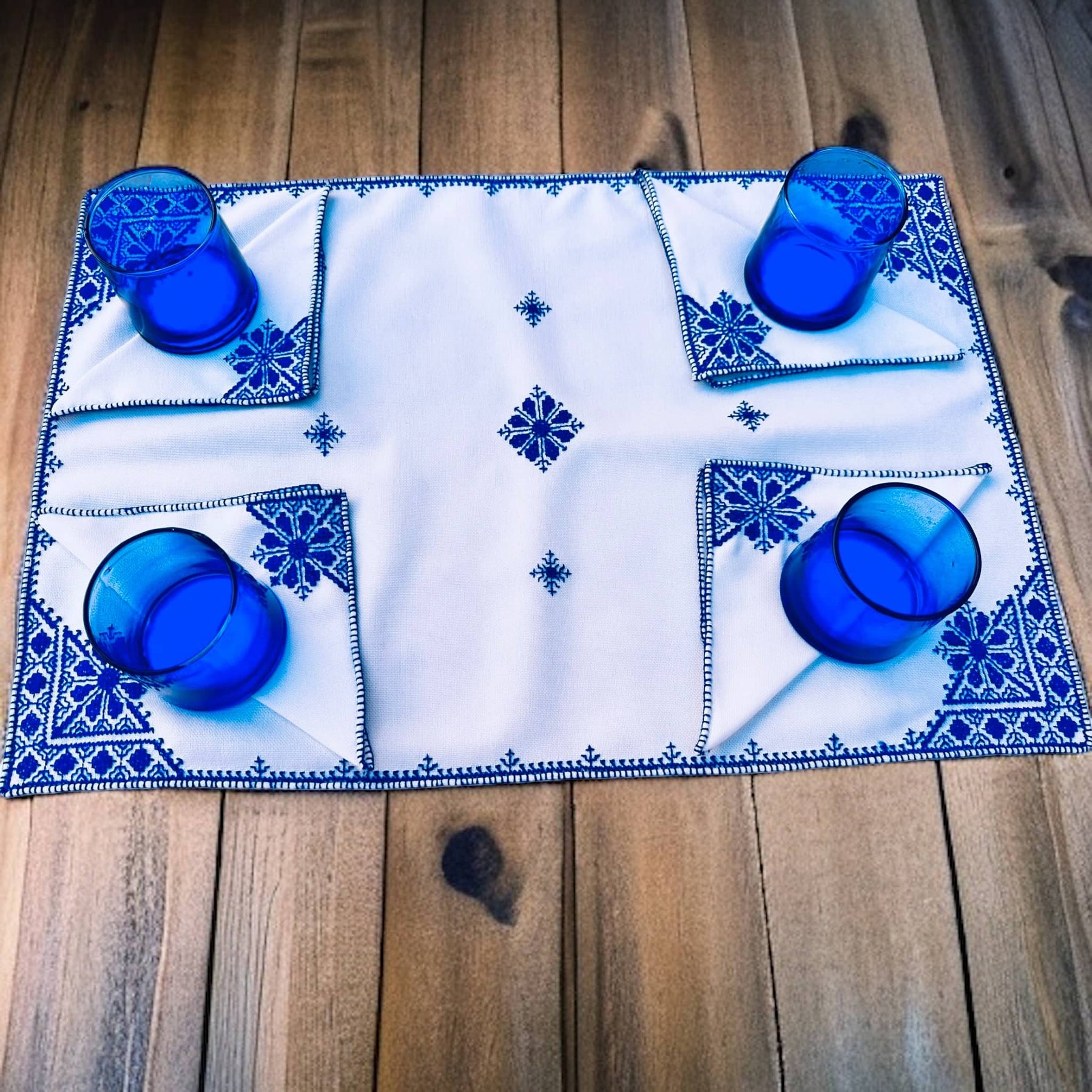 Royal Blue Morocccan Hand Embroidered Tray cloth - A Feast for the Eye ...