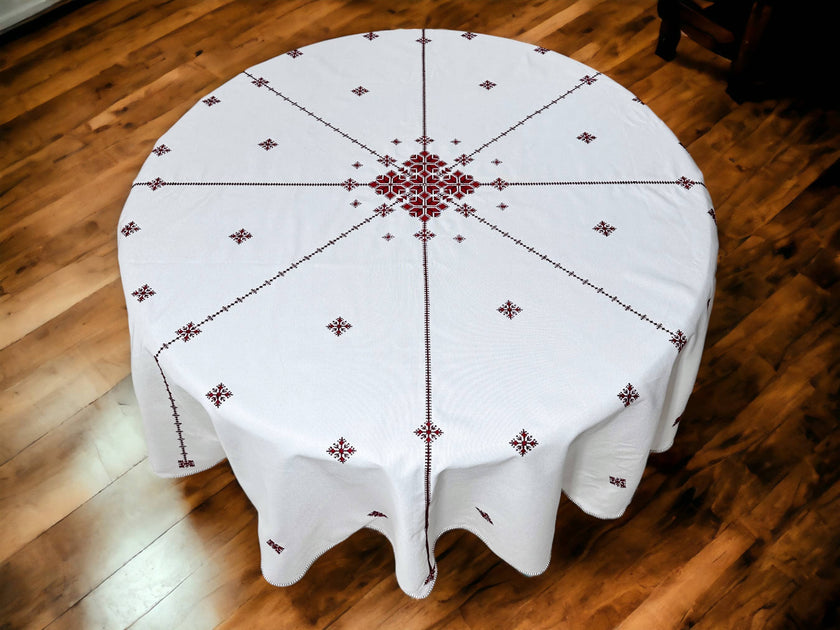 Red Hand Embroidered Table cloth and napkins, a magnificent decoration ...