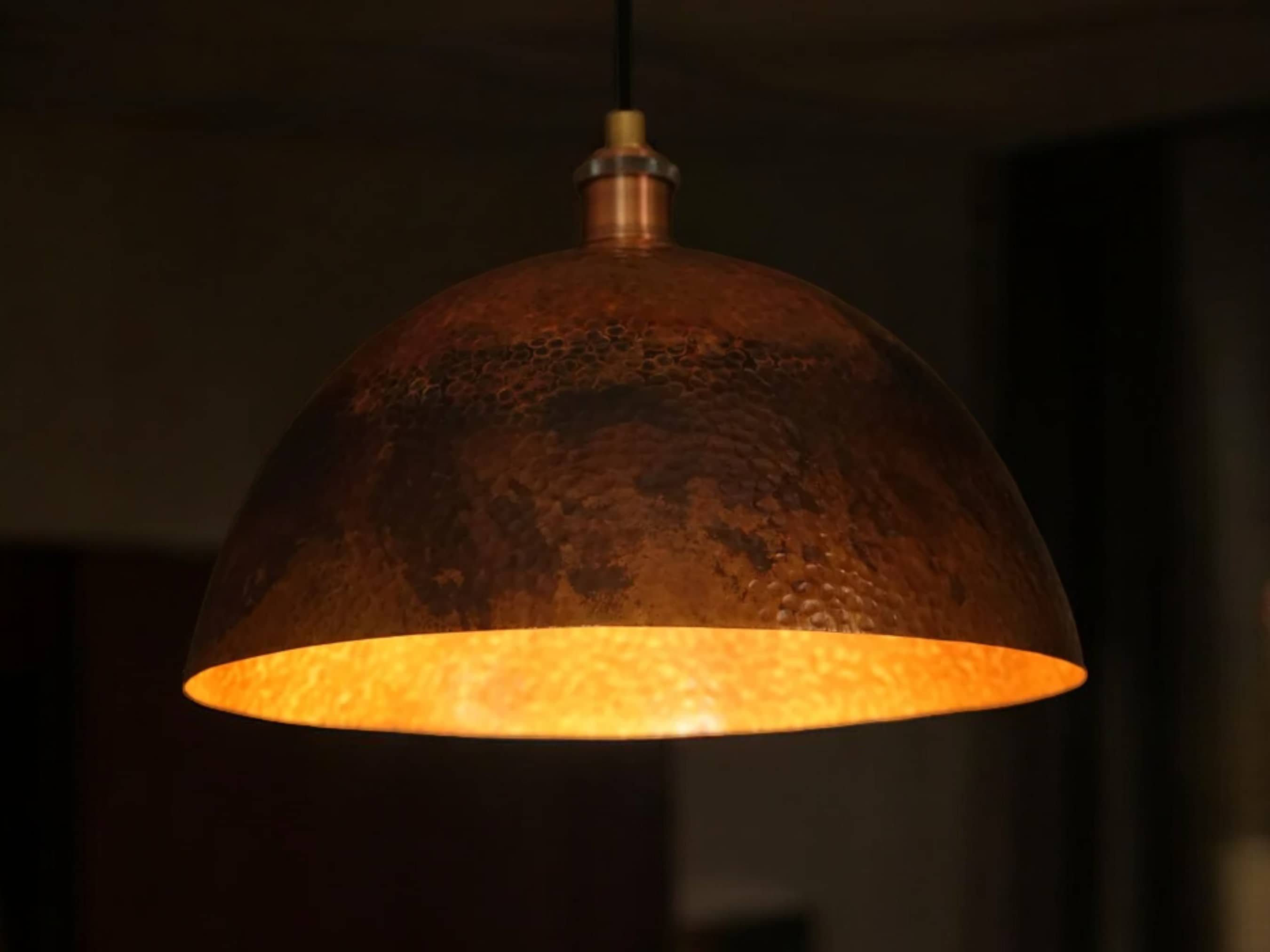 Oxidized Copper Pendant Light - Dome Ceiling Light Fixture for Kitchen ...